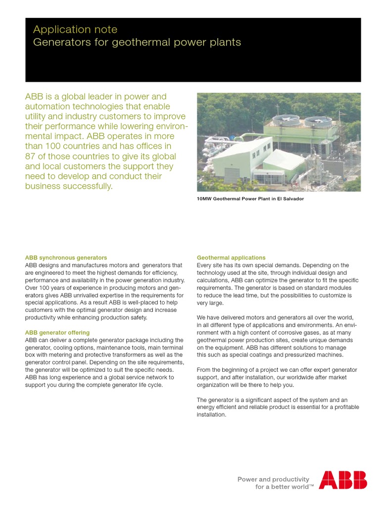 Fact File Generators For Geothermal Web Pdf Electric Generator Engines 
