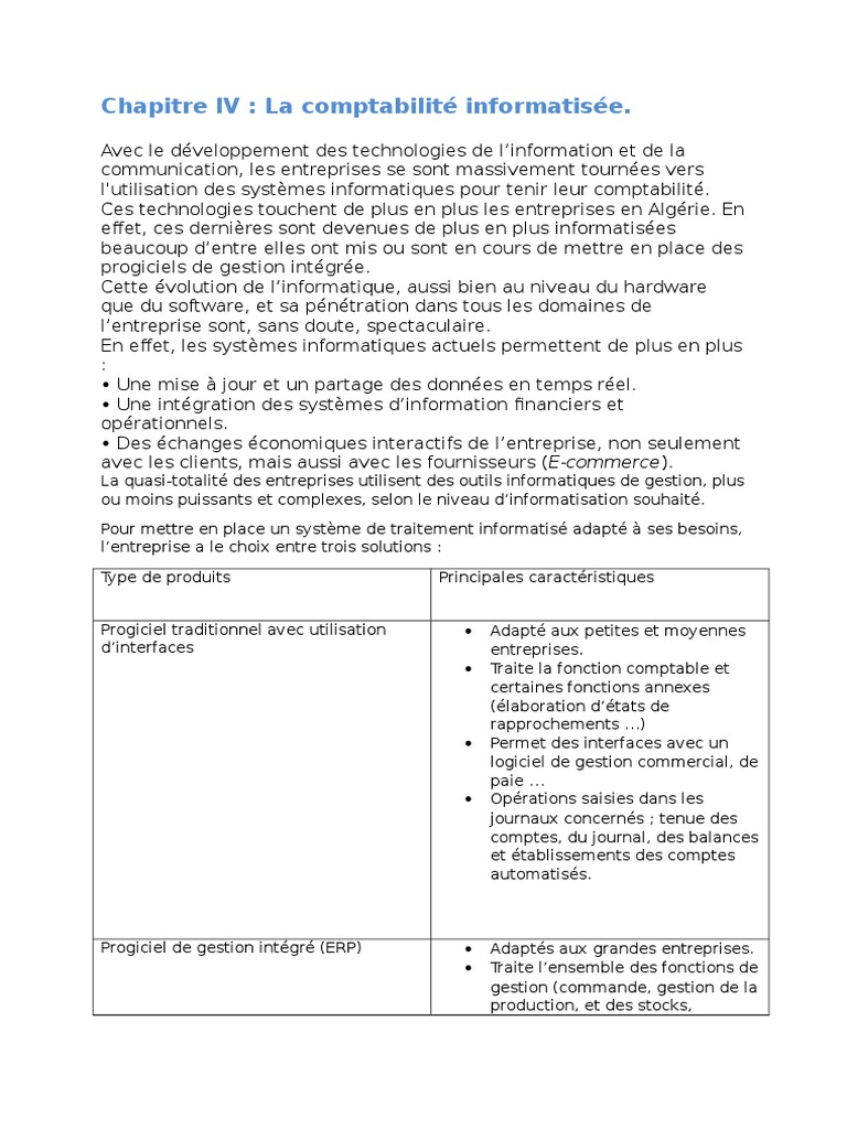 Comptabilité Informatisé | PDF | Informatique | Sécurité des systèmes d ...