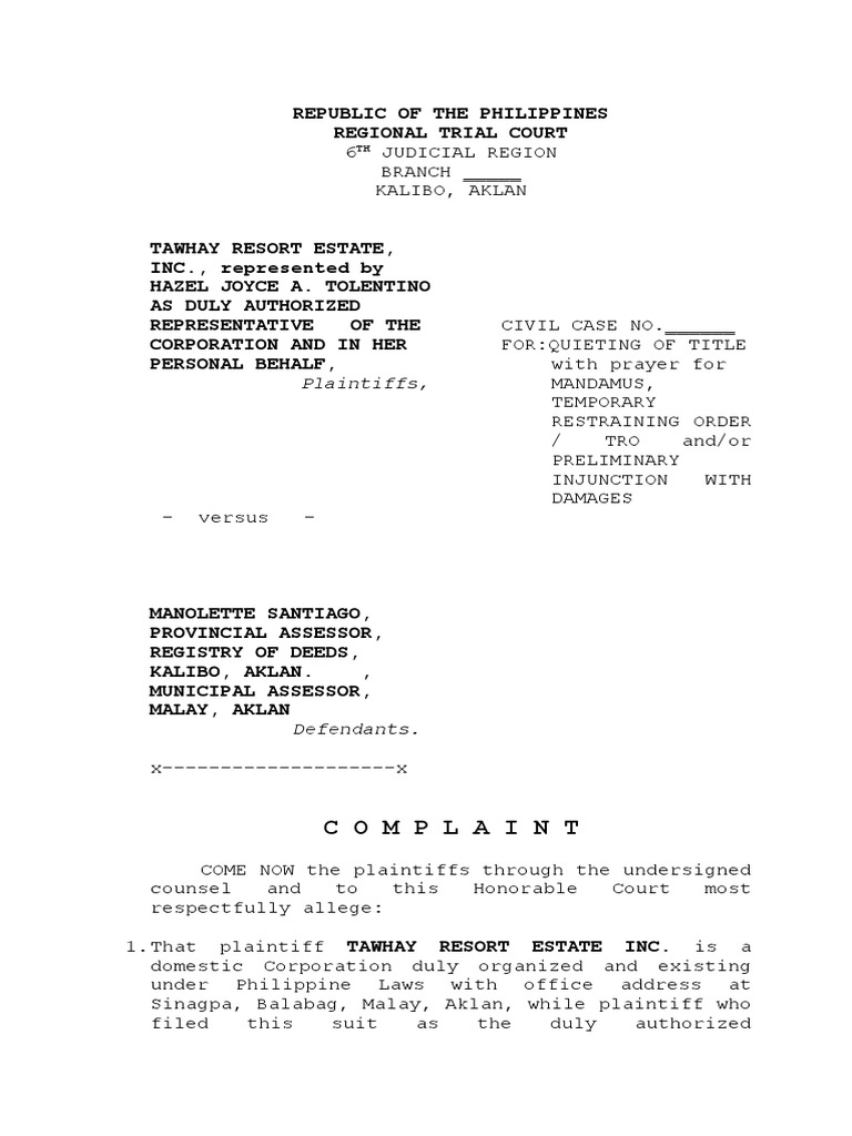 Quieting of Title | PDF | Injunction | Lawsuit