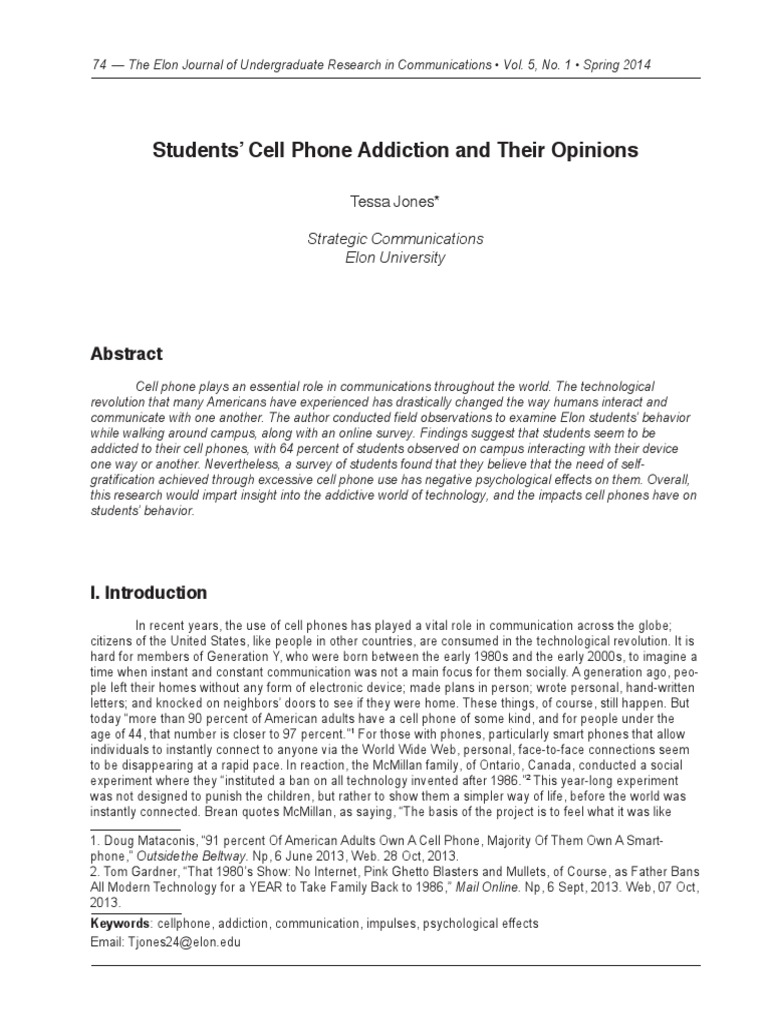 Students' Cell Phone Addiction and Their Opinions PDF | PDF ...
