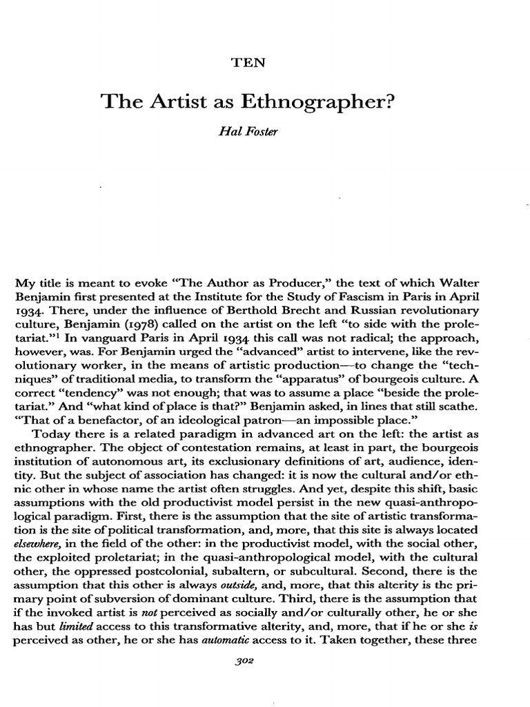 Foster_Hal_1995_The_Artist_as_Ethnographer.pdf | Ethnography | Anthropology