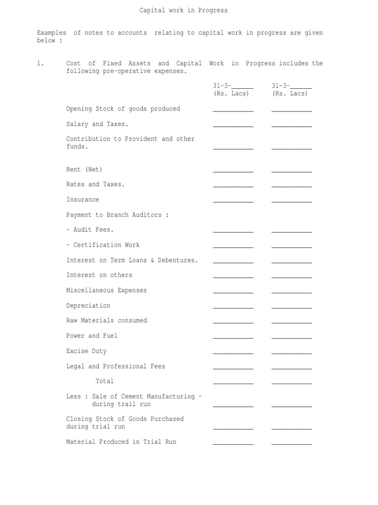 Notes To Capital Work-In-progress | PDF | Expense | Capital (Economics)