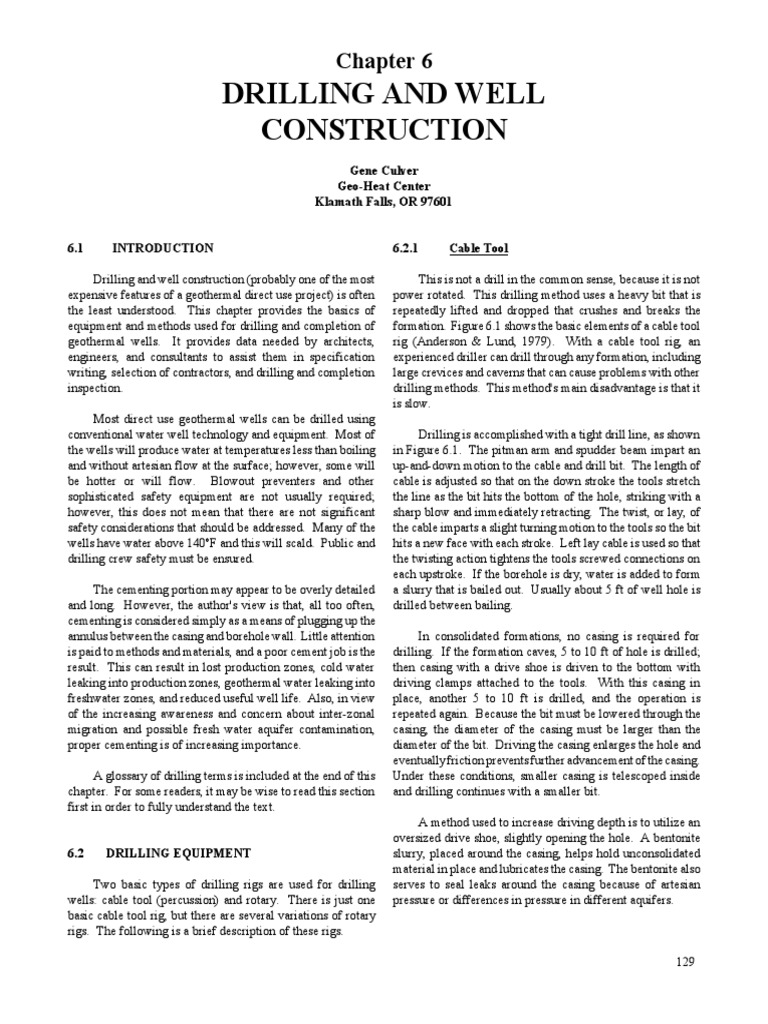 Drilling and Well Construction PDF | PDF | Drilling Rig | Casing (Borehole)
