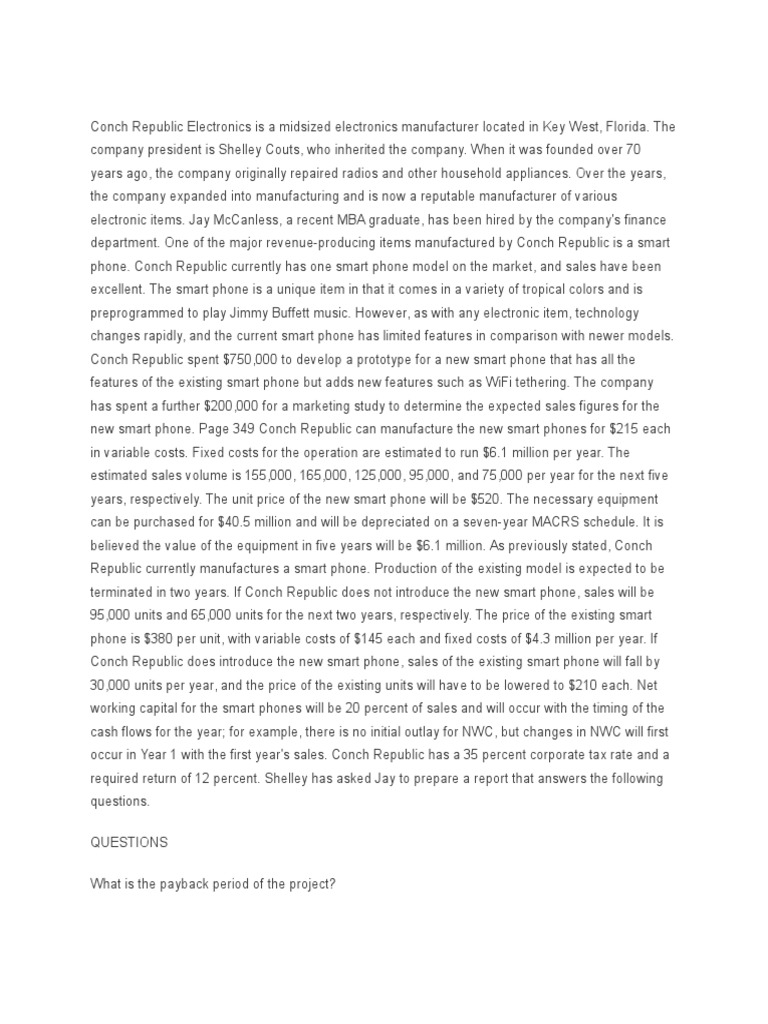 Conch Case | PDF | Net Present Value | Internal Rate Of Return