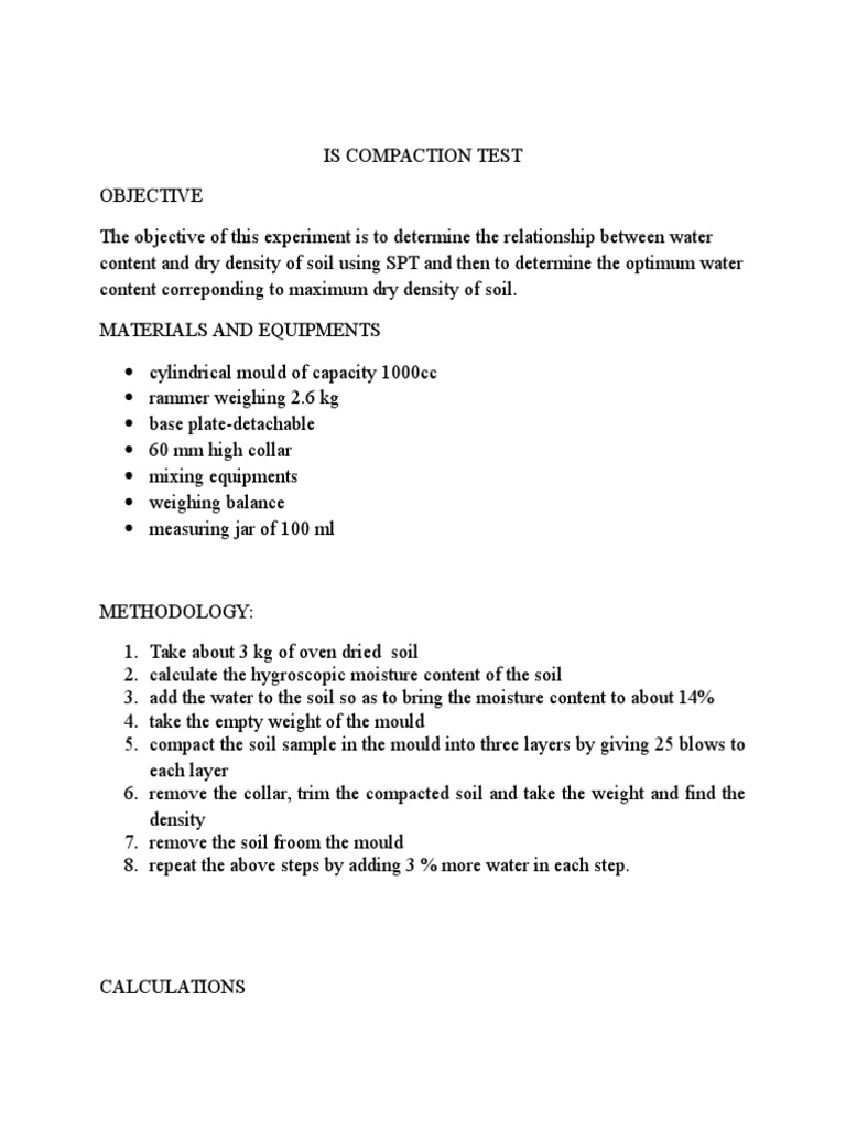 Is Light Compaction Test | PDF | Density | Soil Science