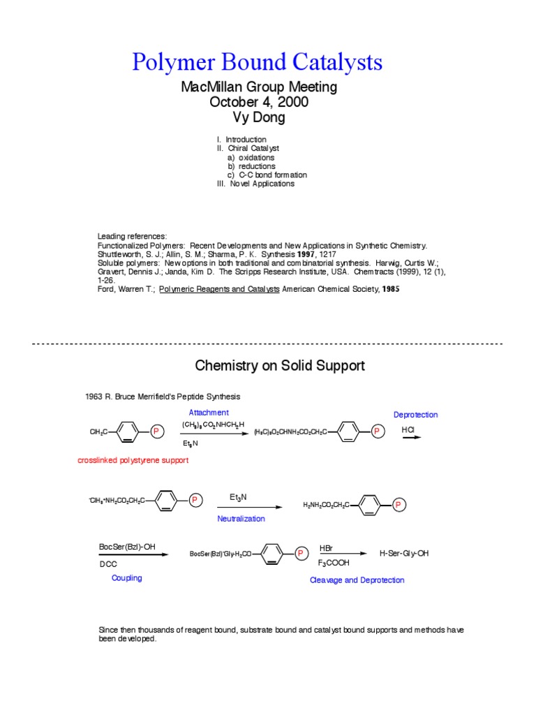 Polymer Bound Catalysts | PDF | Polymers | Catalysis