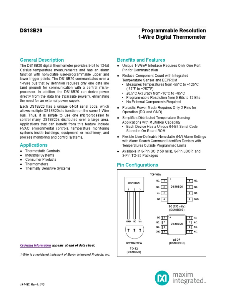 Temperature Sensor Data Sheet | PDF