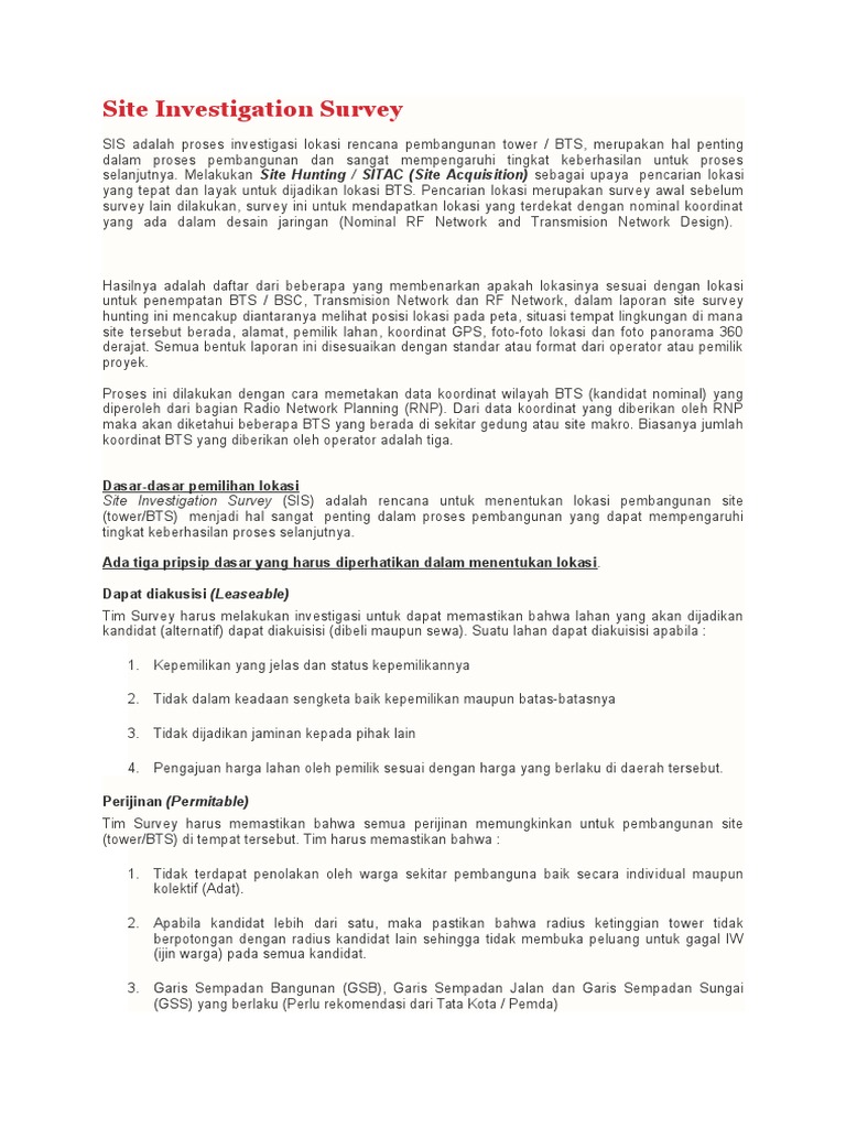 Site Investigation Survey | PDF