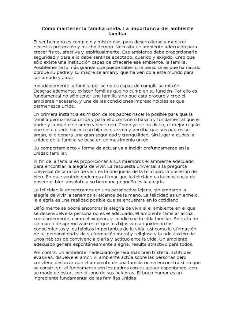 Cómo Mantener La Familia Unida | PDF | Familia | Conflicto (proceso)