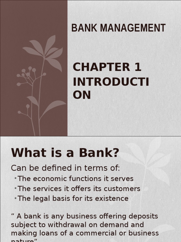 Chapter 1 Bank Management Pdf Banks Deposit Account