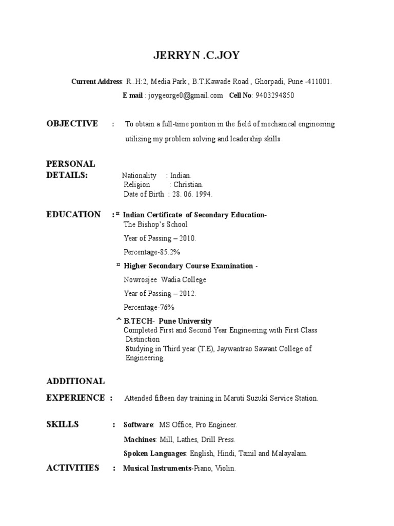 Jerryn Joy Resume | PDF