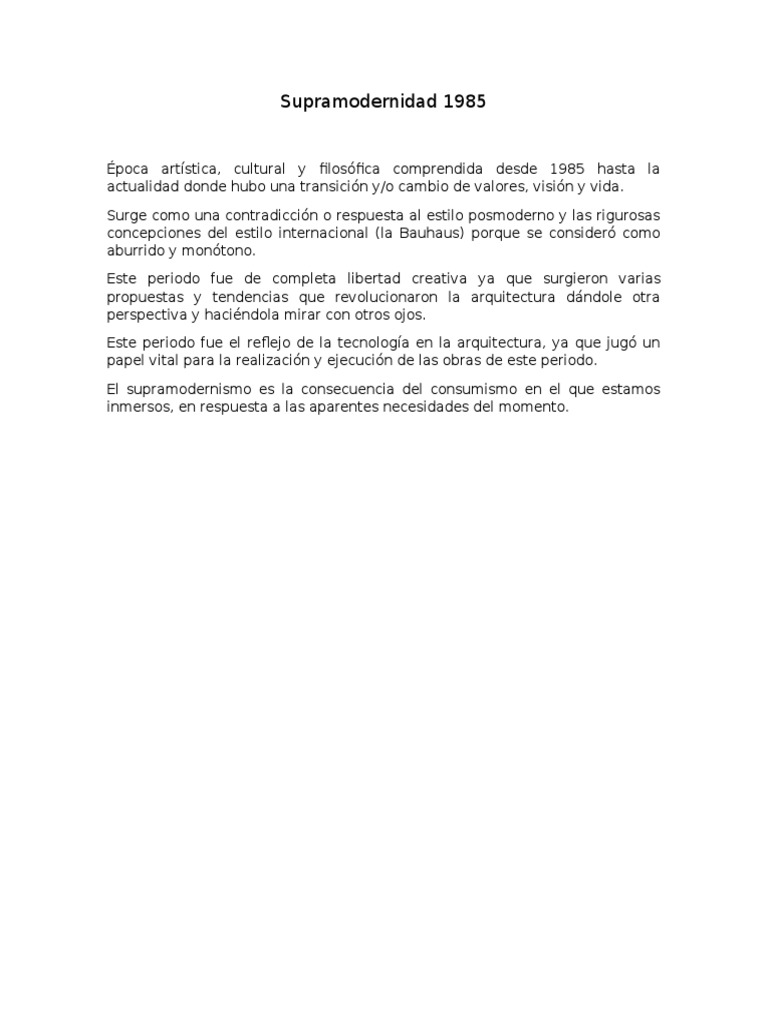 Supramodernidad 1985 | PDF | Sociedad | Pinturas