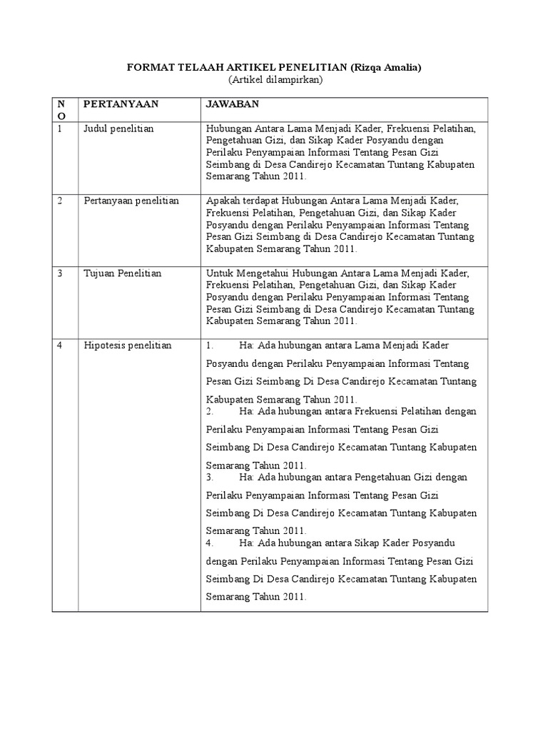 Format Telaah Artikel Rizqa Amalia | PDF