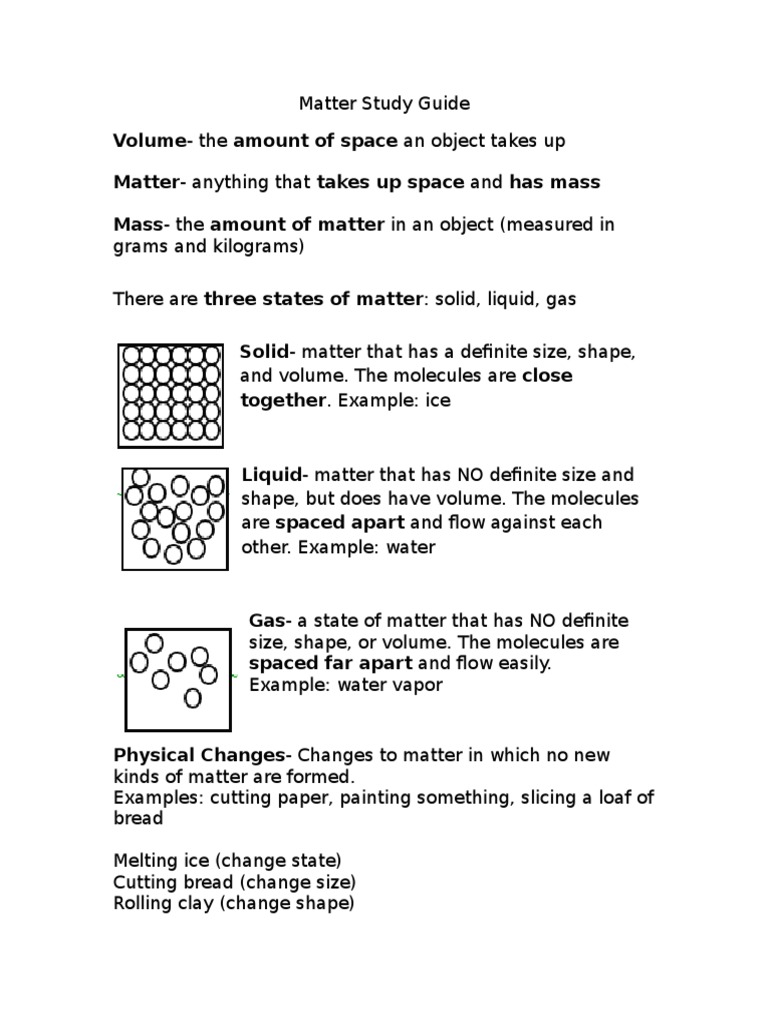 Matter Study Guide