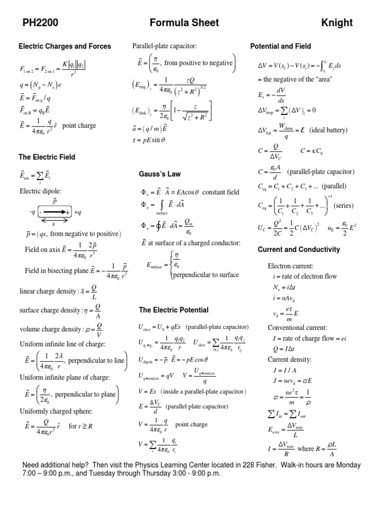 University Physics Equation Sheet | Download Free PDF | Natural ...