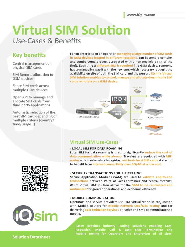 iQsim Virtual SIM Solutions Overview | PDF | Subscriber Identity Module ...