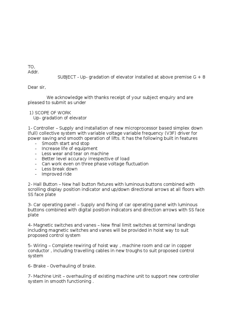 Lift Quotation | PDF | Technology & Engineering | Home & Garden