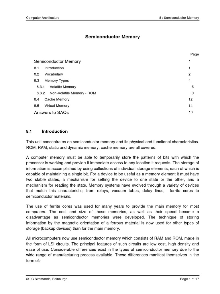 Semiconductor Memory | Download Free PDF | Flash Memory | Read Only Memory