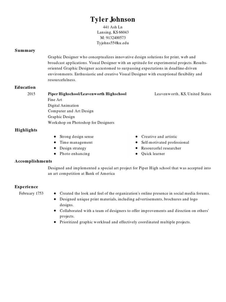 Tyler Johnson Resume 1-3 | PDF