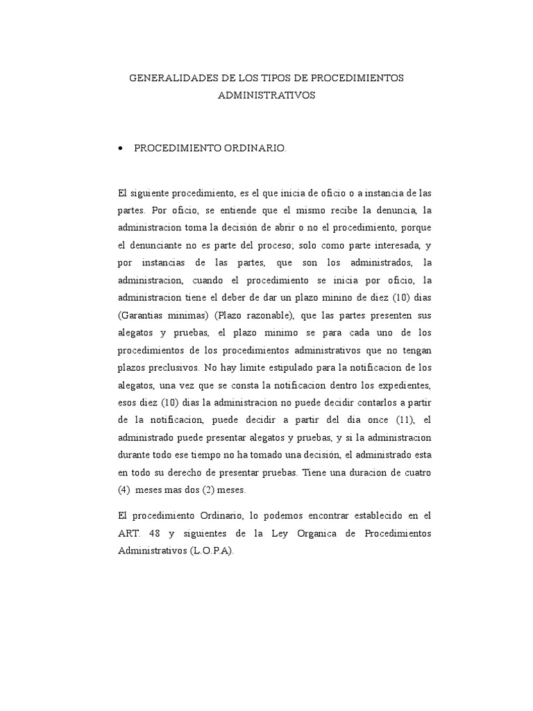 Generalidades Del Procedimiento Administrativo | PDF | Ley estatutaria ...