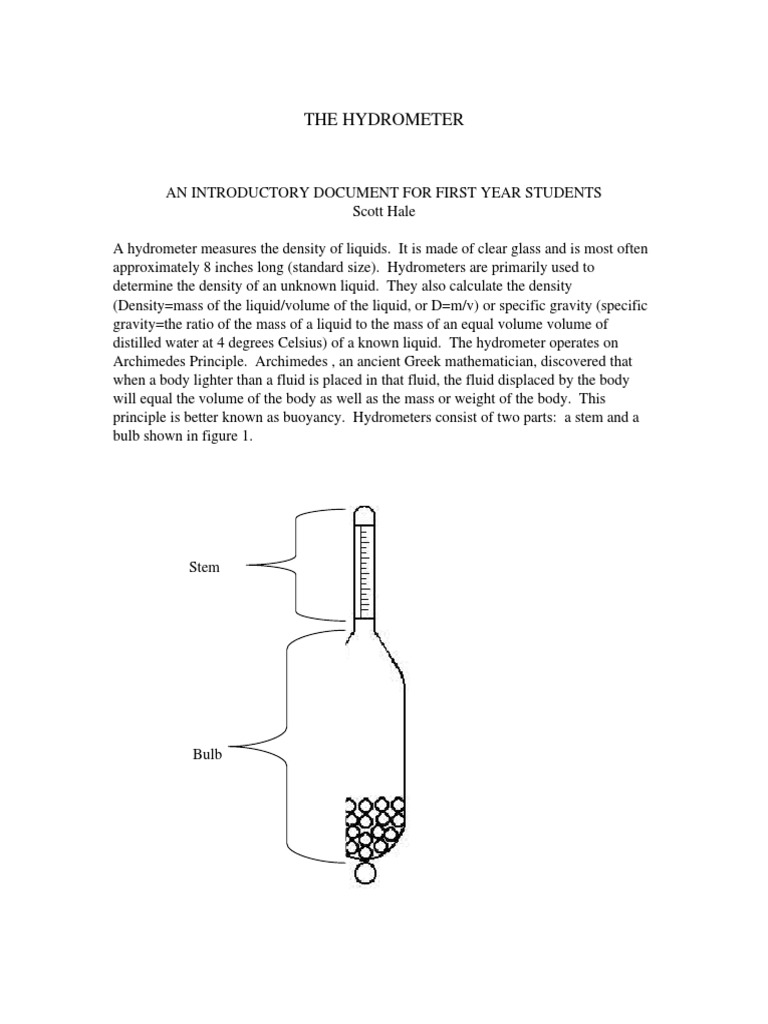 Hydrometer | PDF | Density | Physical Quantities