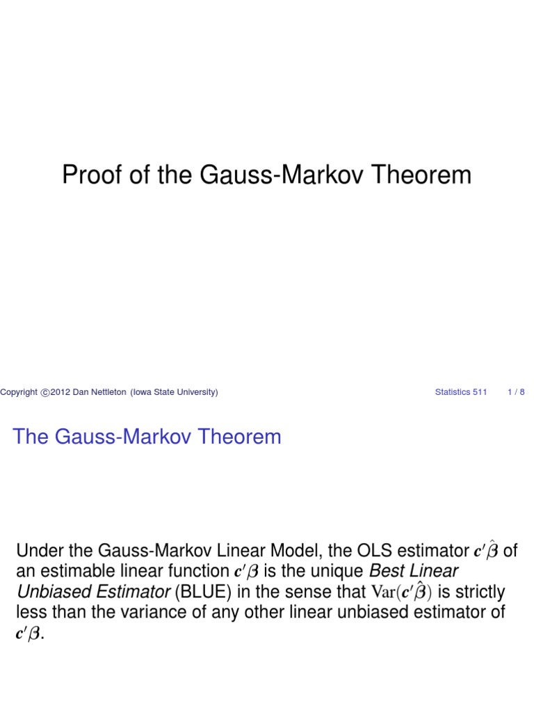 04 Gauss Markov Proof | Ordinary Least Squares | Scientific Theories