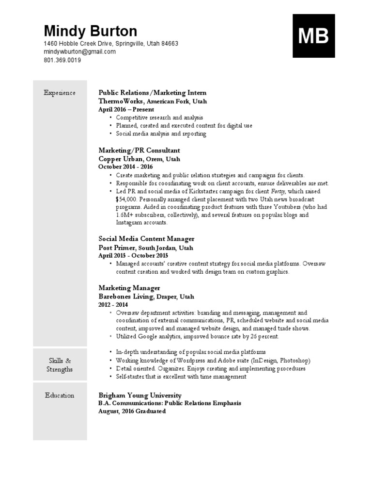 Mindy Burton Resume 07 16 | PDF