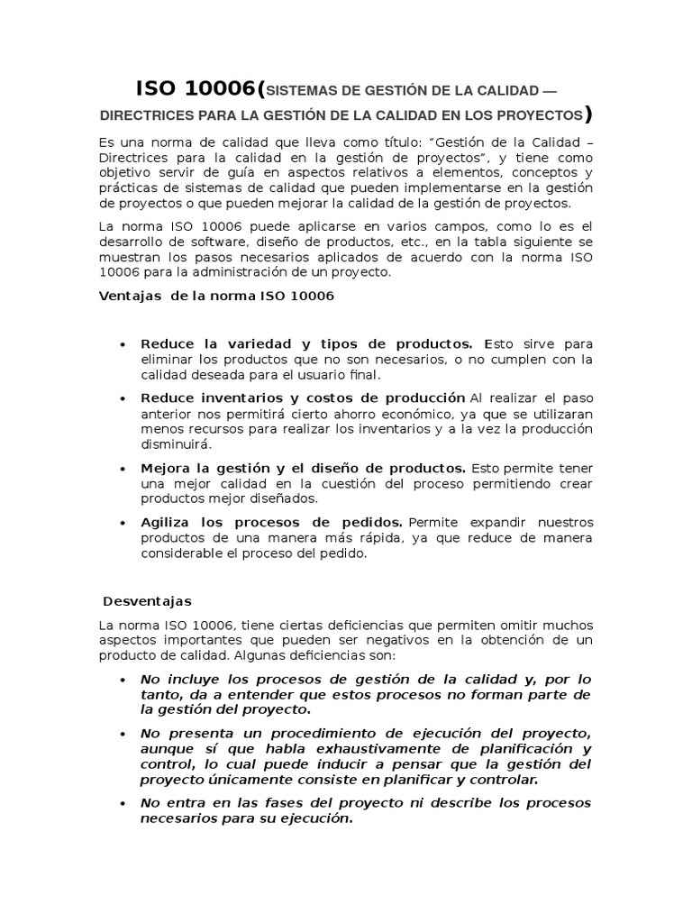 Iso 10006 | PDF | Gestión de la calidad | Calidad (comercial)