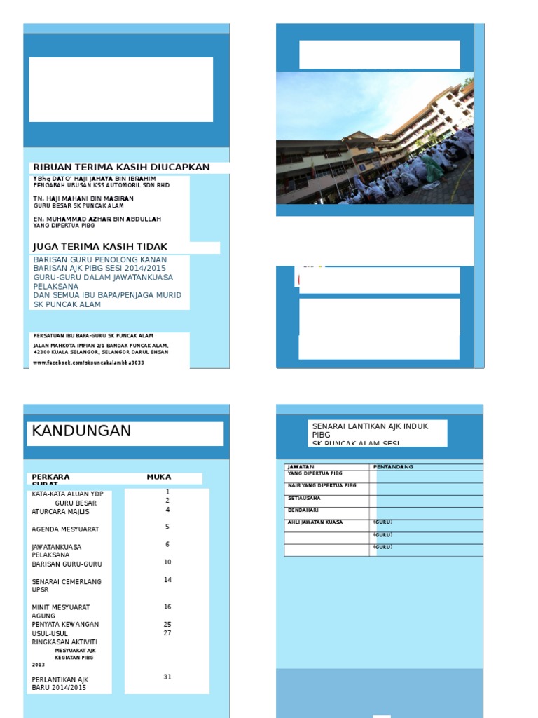 Contoh Buku Program Mesyuarat Agung PIBG. | PDF