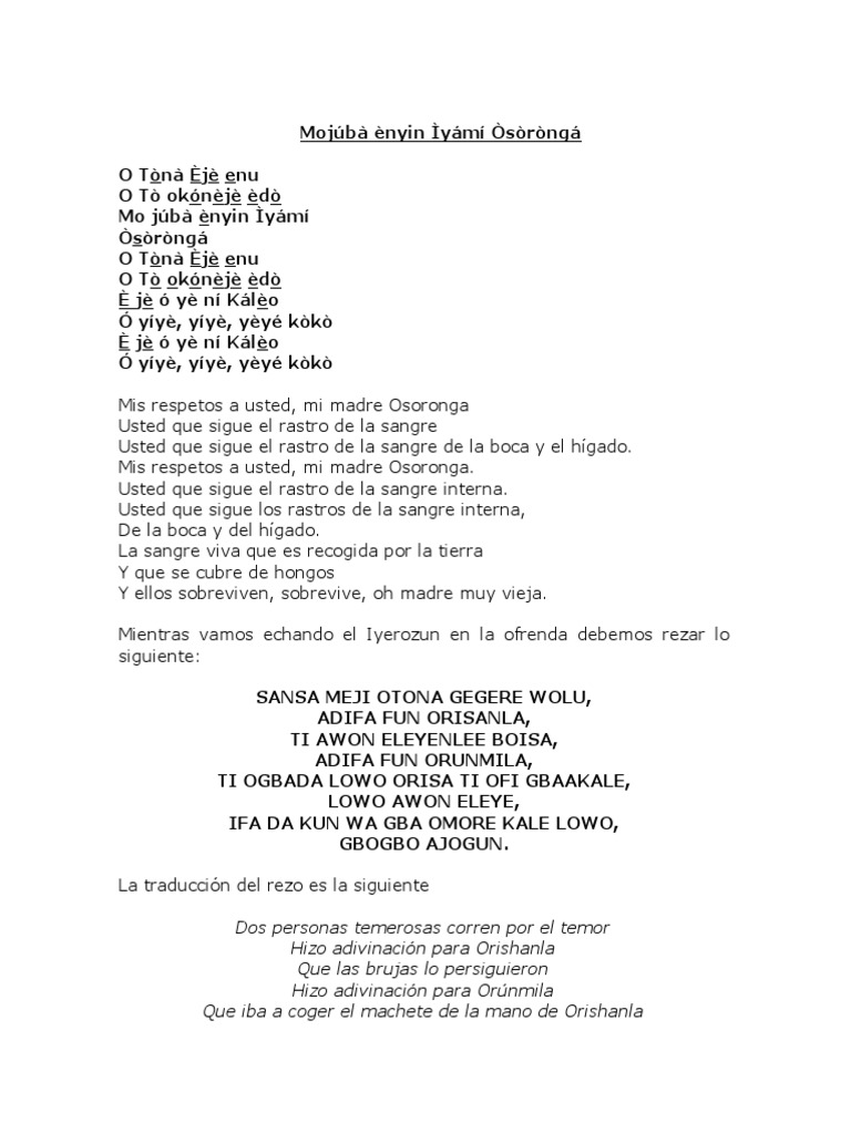 Mojúbà Ènyin Ìyámí Òsòròngá | PDF | Mitología | Sobrenatural