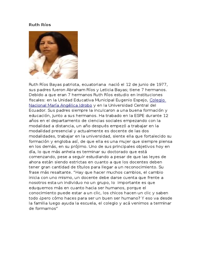 Ruth Ríos | PDF | Educación avanzada | Escuelas