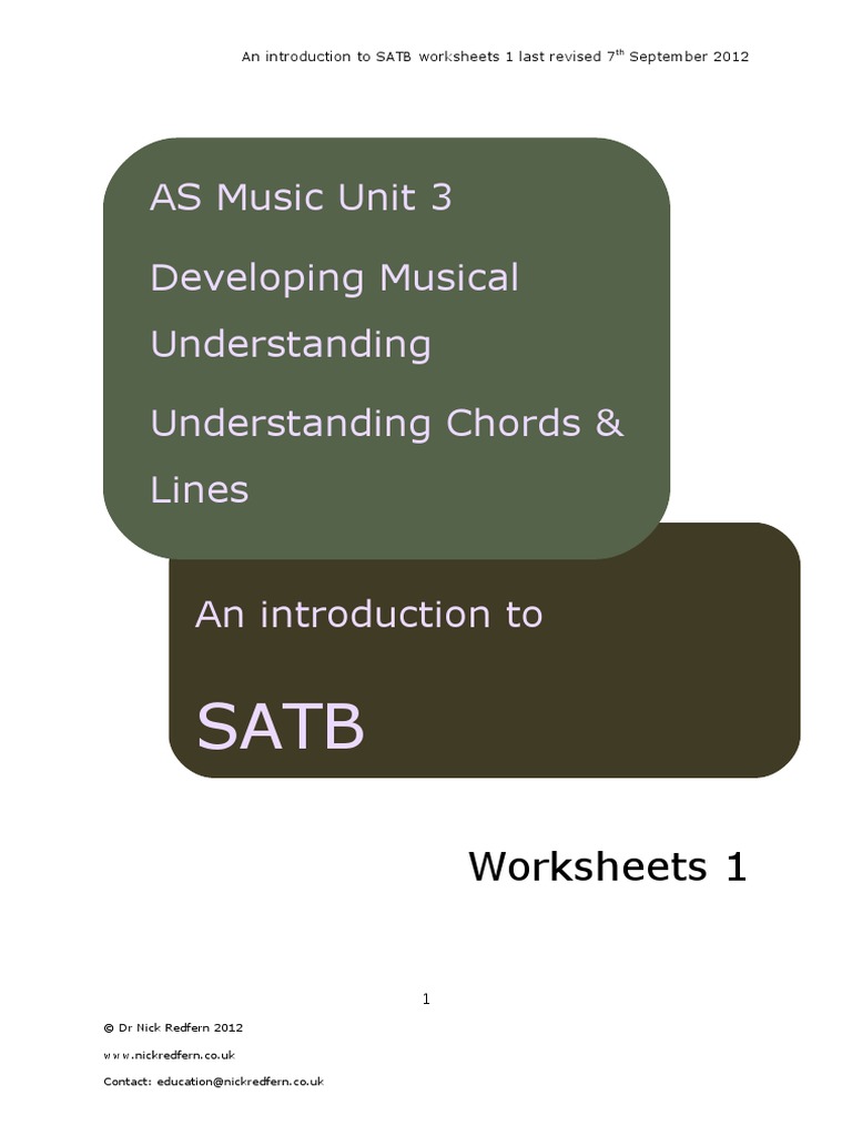 Guide To SATB Worksheets 1 | PDF | Chord (Music) | Harmony