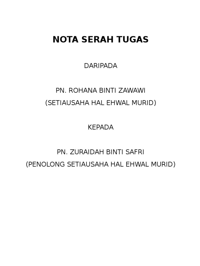 Nota Serah Tugas HEM | PDF