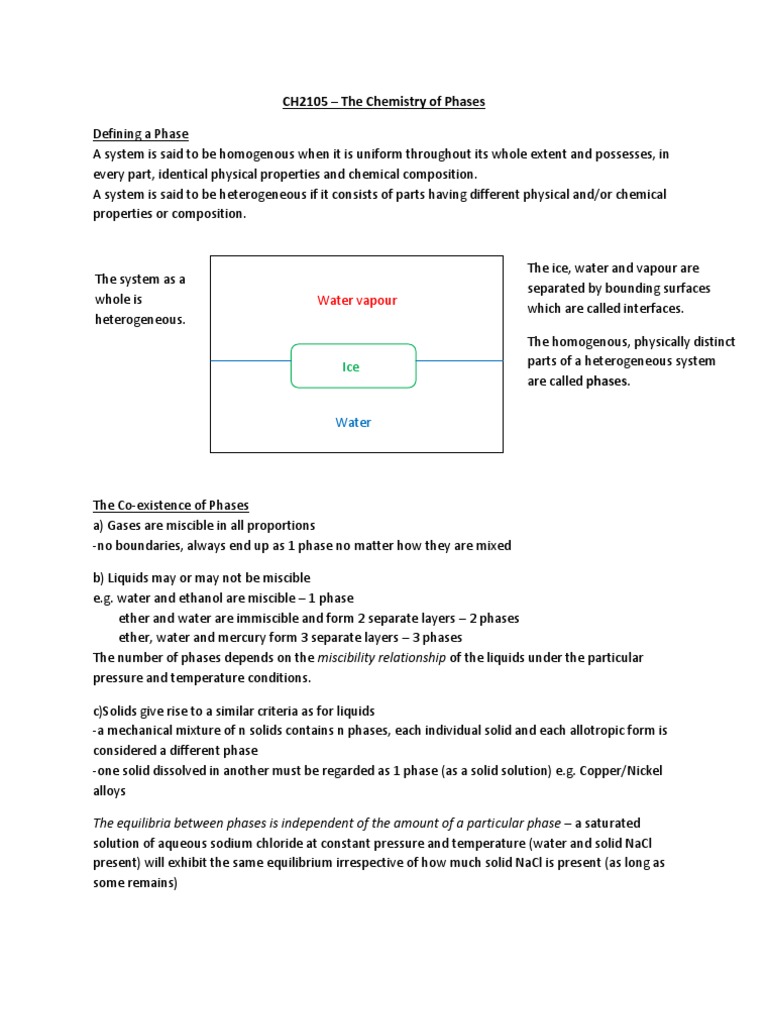 CH2105 - Phase Chemistry | PDF | Phase (Matter) | Phase Rule