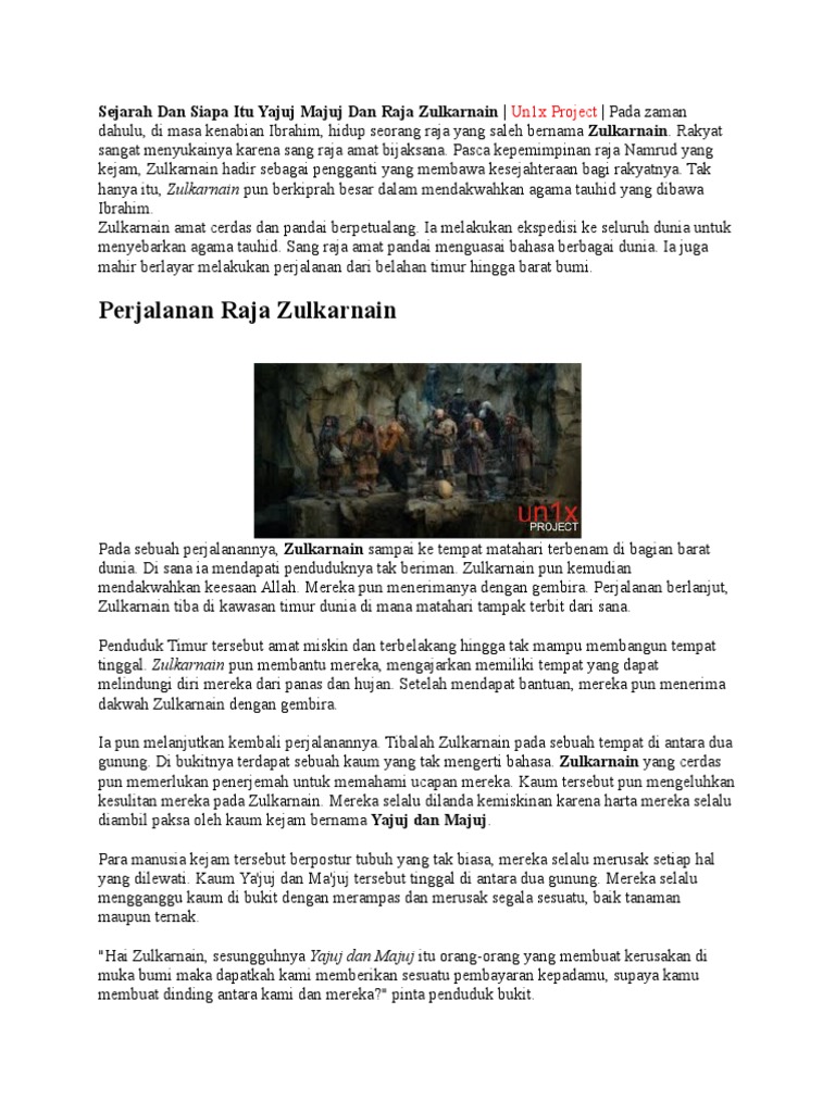 Sejarah Dan Siapa Itu Yajuj Majuj Dan Raja Zulkarnain | PDF