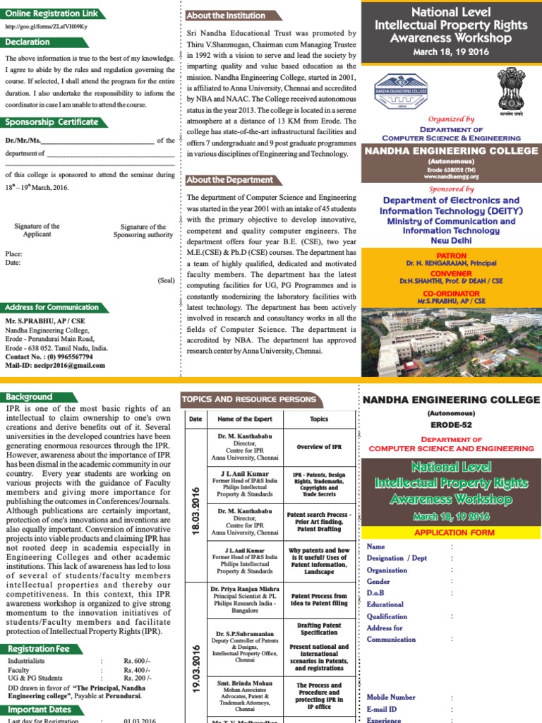 IPR Workshop Nandha | PDF | Intellectual Property | Patent