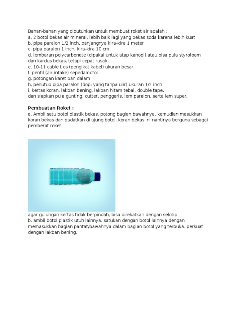 Bahan Membuat Roket Air | PDF