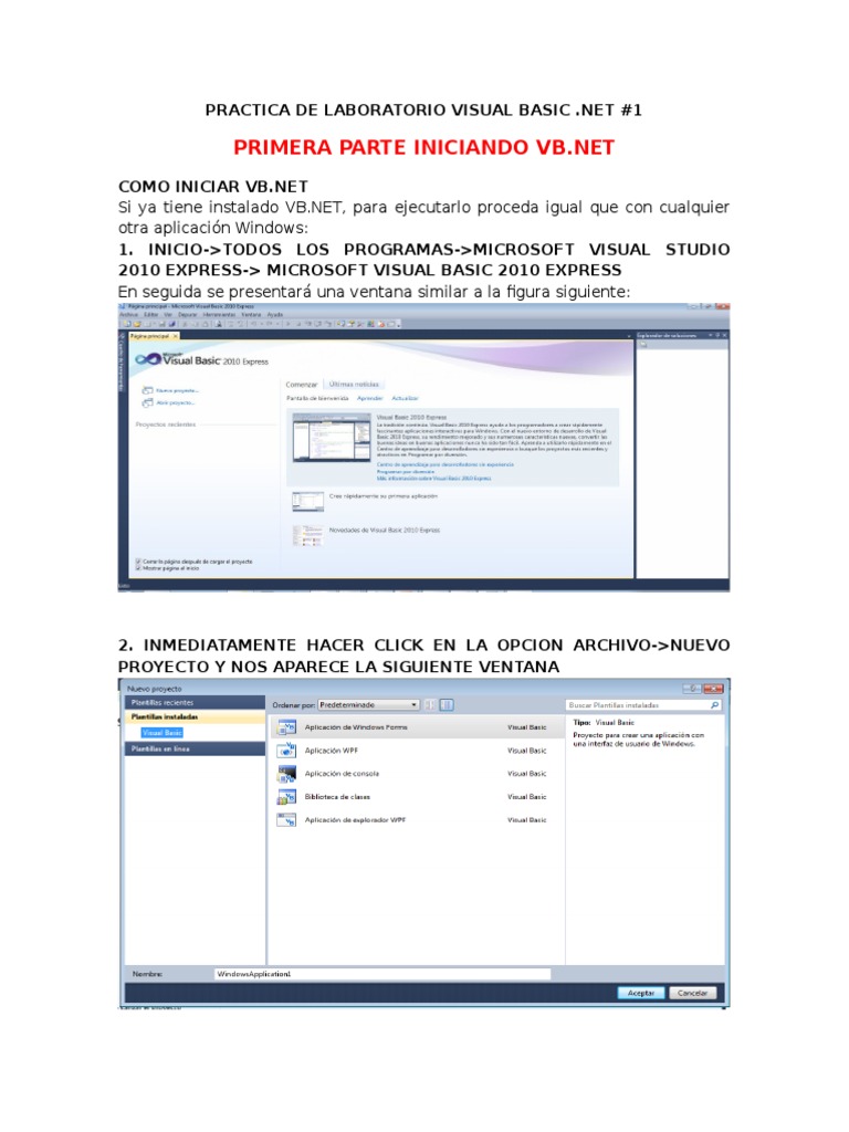 Practica de Laboratorio Visual Basic 1 | PDF | Ventana (informática ...