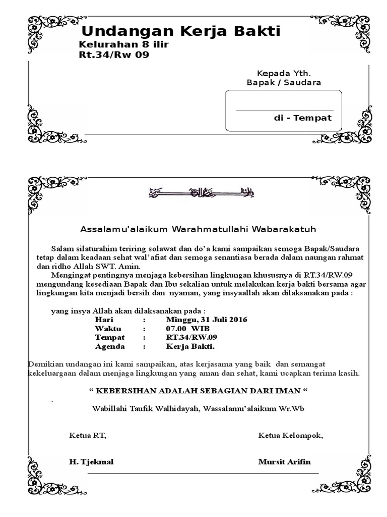 Undangan Kerja Bakti | PDF