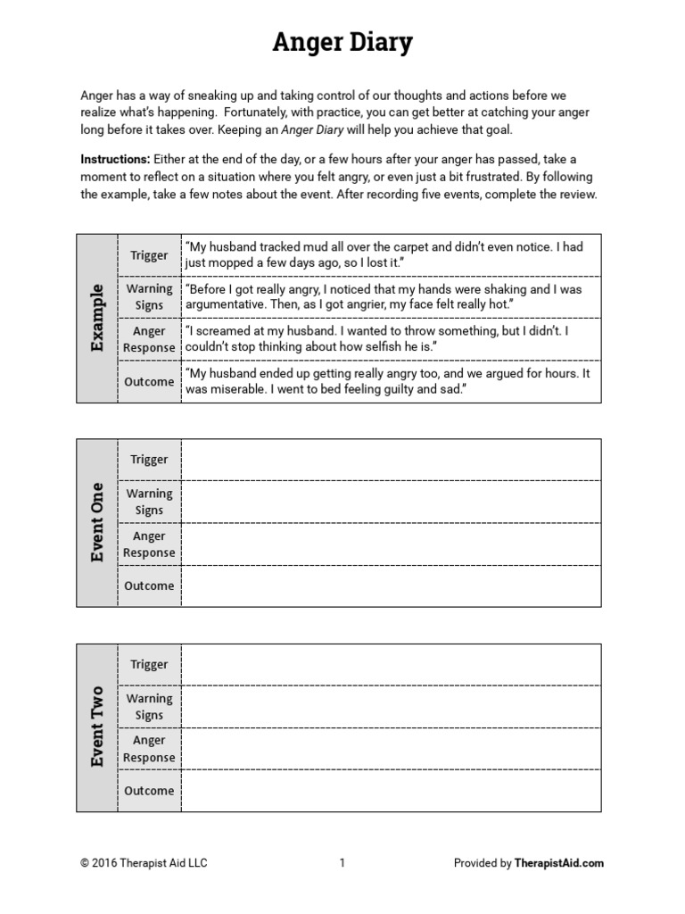 Anger Diary: Track and Reflect | PDF