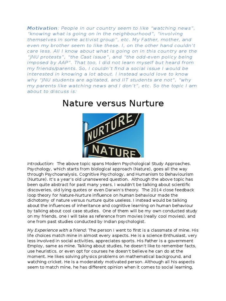 Nature vs. Nurture: Influences on Behavior | PDF | Nature Versus ...