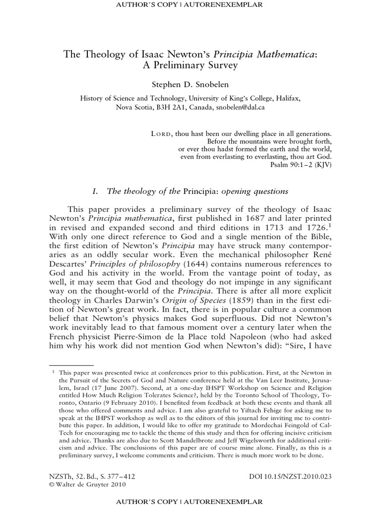 The Theology of Isaac Newton's Principia Mathematica PDF | PDF | Isaac ...