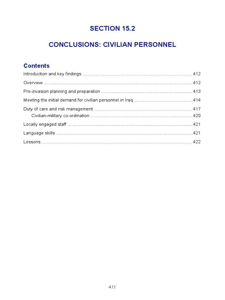 15.2 Conclusions - Civilian Personnel | PDF | Coalition Provisional ...