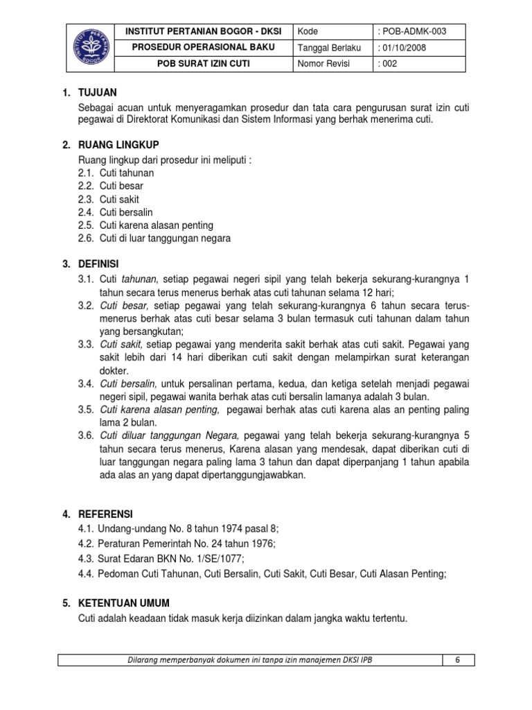 SOP Cuti | PDF