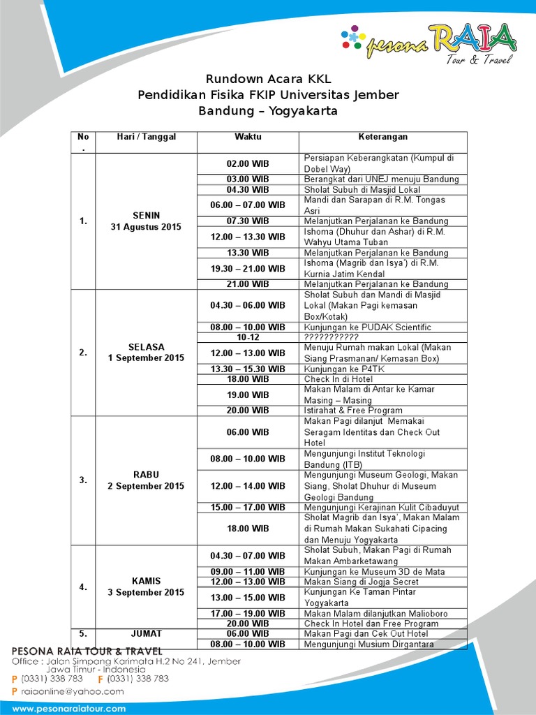 Rundown Acara KKL Pendidikan Fisika | PDF