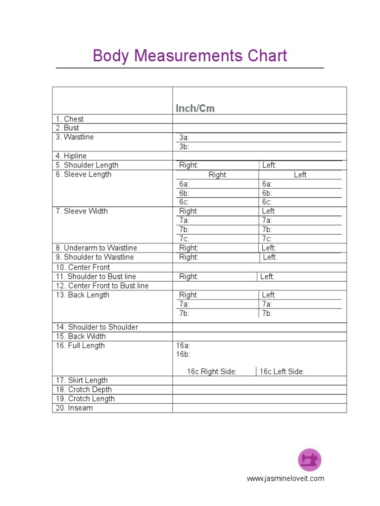 Body Measurements Chart | PDF