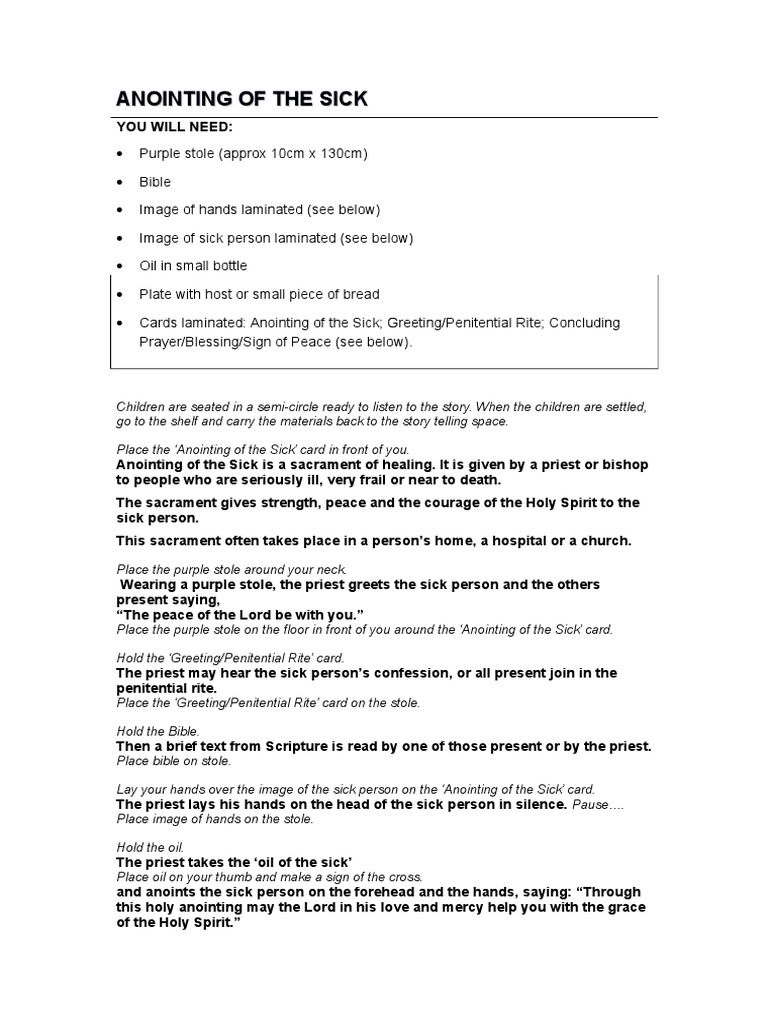 Godly Play Anointing of The Sick | PDF | Penance | Anointing