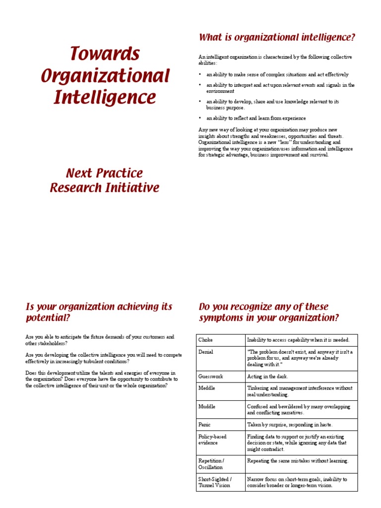 Organizational Intelligence Overview | PDF | Intelligence | Epistemology