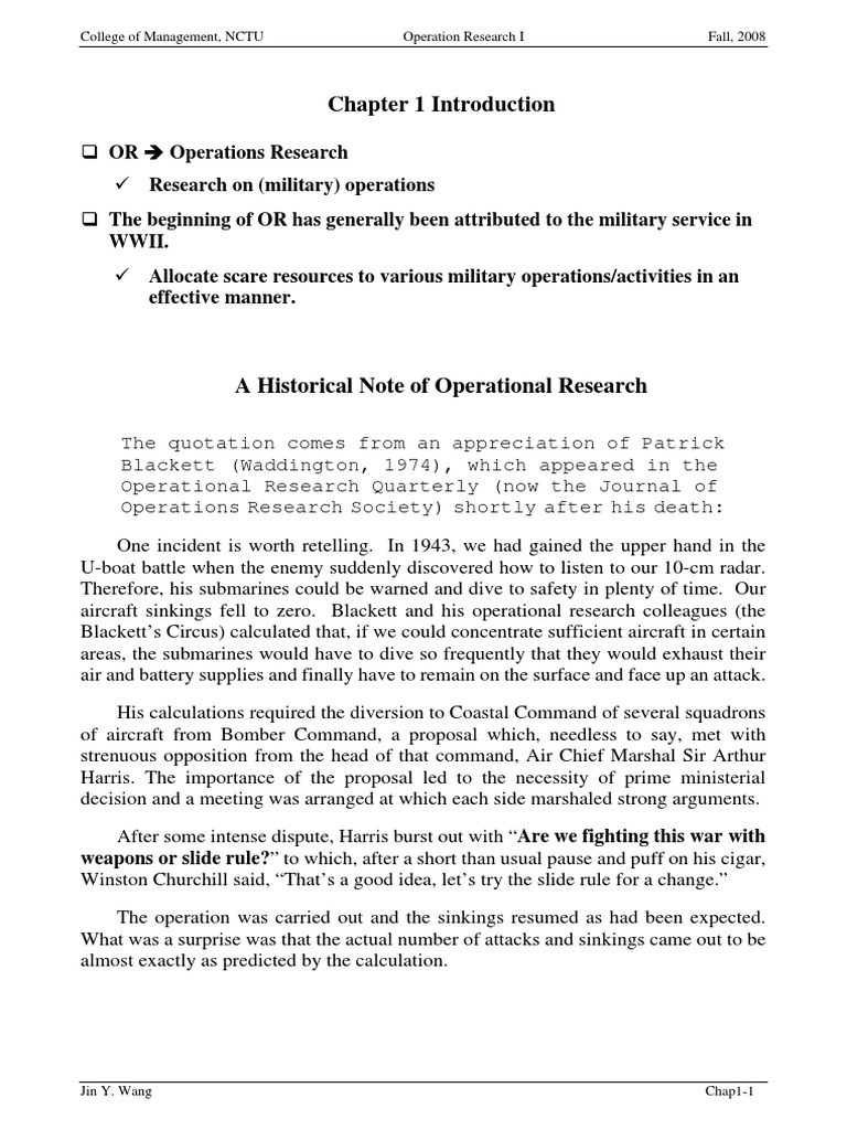 Chapter 1 Introduction: Wwii | PDF | Operations Research | Military Science