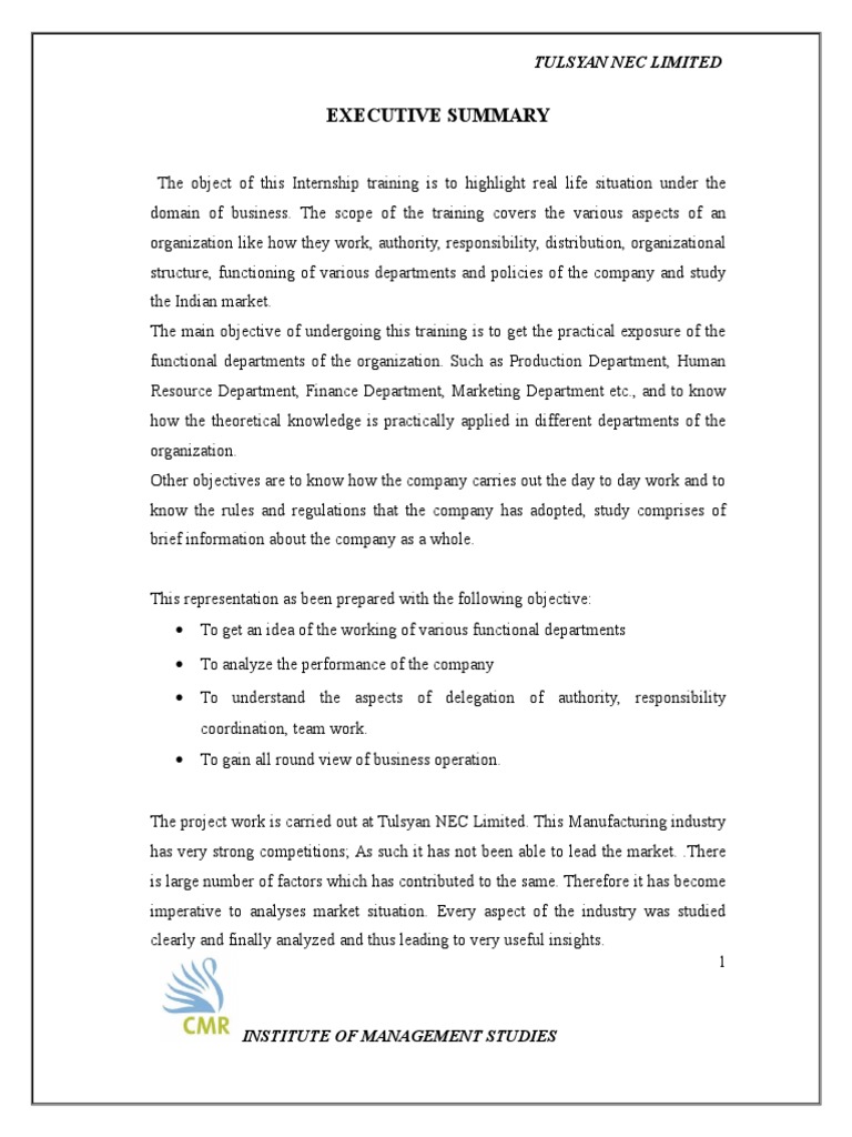 Internship Insights at Tulsyan NEC Ltd. | PDF